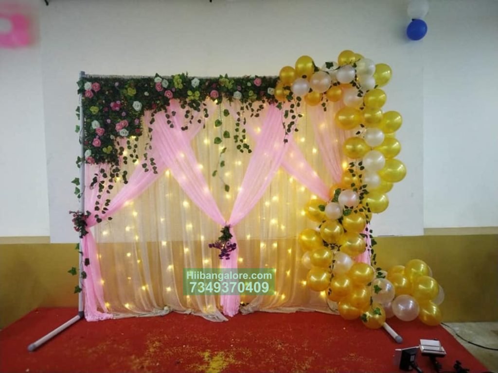 yellow backdrop engagement decoration - HiiBangalore