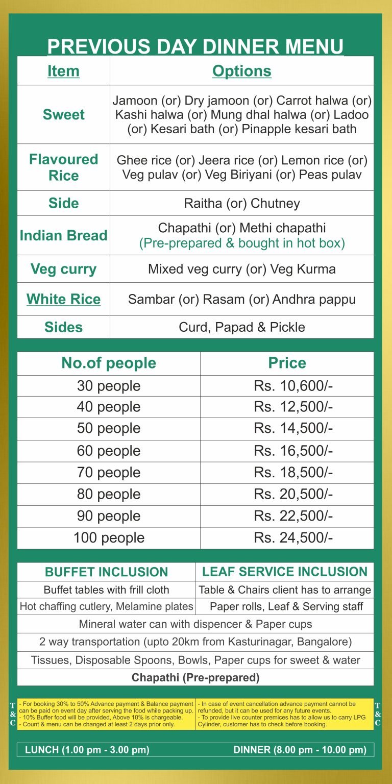 Best Catering Services Near Me in Bangalore | Updated Price List